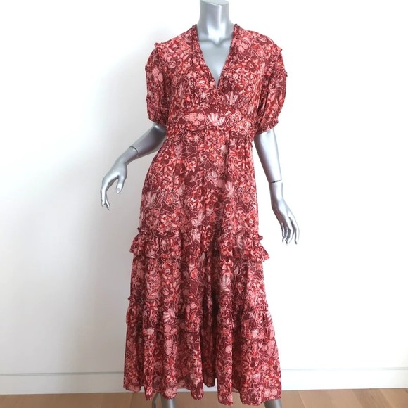 Ulla Johnson | Dresses | Ulla Johnson Tieback Midi Dress Amora Red ...